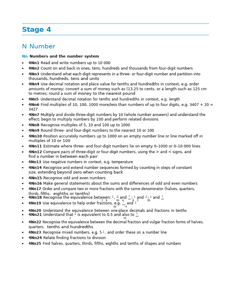 Year 4 Mathematics_Curriculum_Framework. | PDF | Numbers | Multiplication
