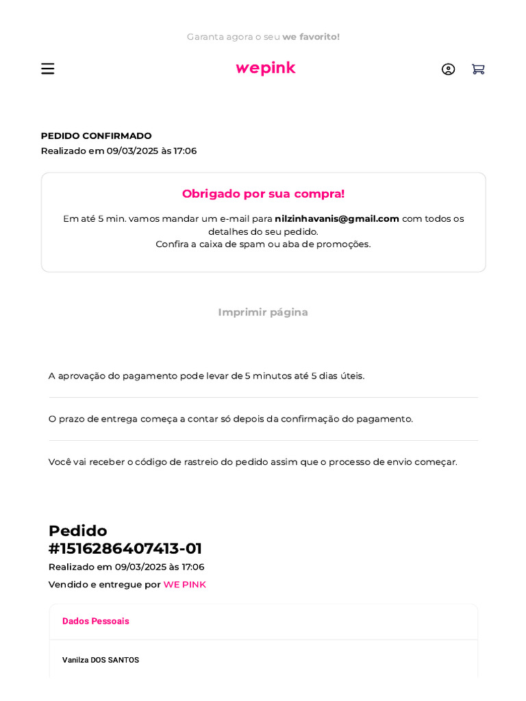 Pedido Confirmado | PDF