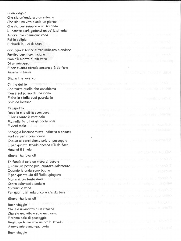 Parole Canzone Cremonini | PDF