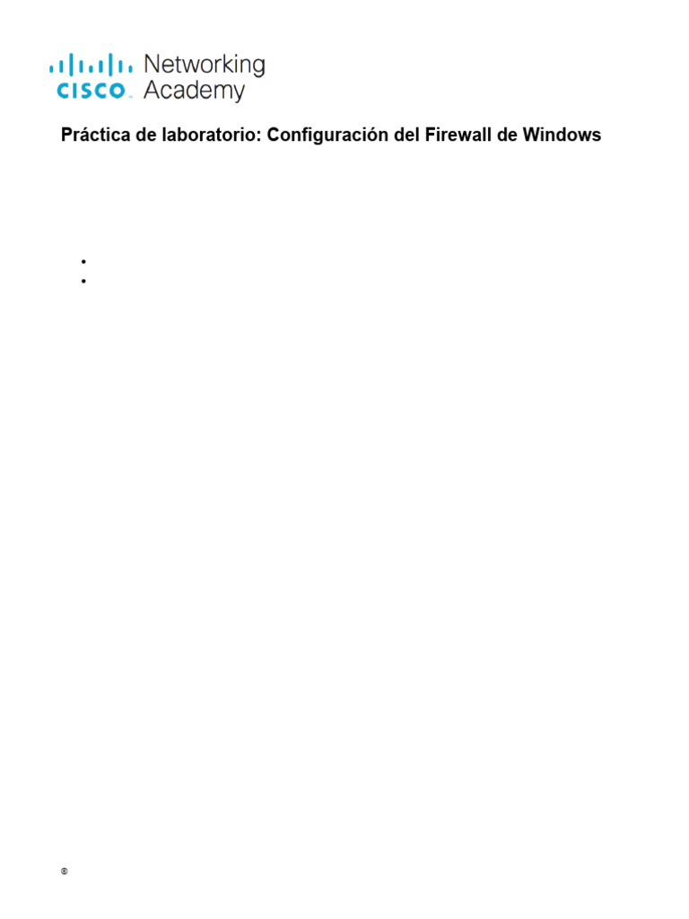 13.3.4.6 Lab - Configure Windows Firewall | PDF | Cortafuegos (informática) | Ventana (informática)