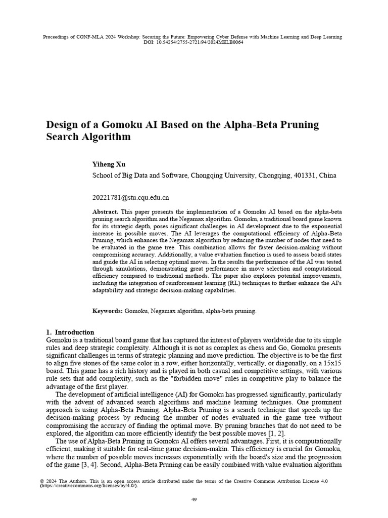 Design of A Gomoku AI Based On The Alpha-Beta Prun | PDF | Applied Mathematics | Algorithms And ...