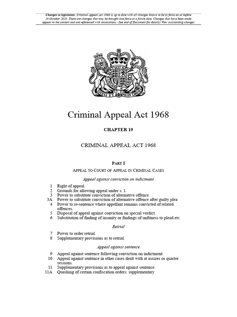 Criminal Appeal Act 1968 | PDF | Appeal | Court Of Appeal Of Singapore