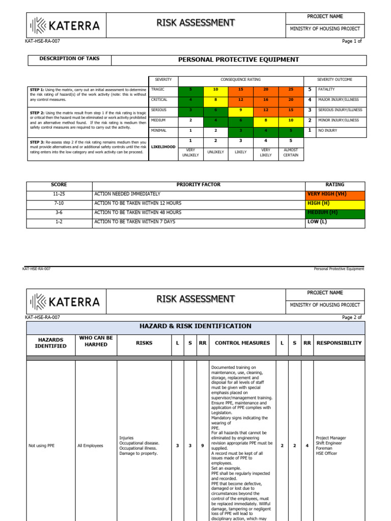 KAT-HSE-RA-007 Personal Protective Equipments | PDF | Personal ...