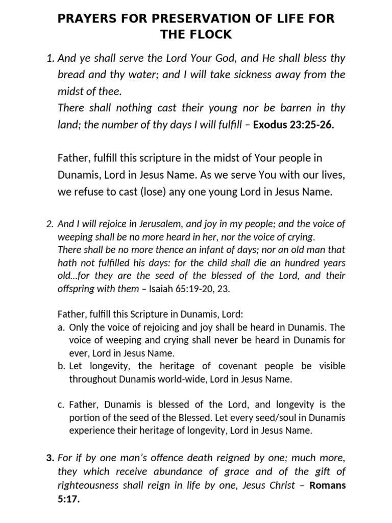 Prayers For Preservation of Life For The Flock | PDF | Jesus | Religious Belief And Doctrine
