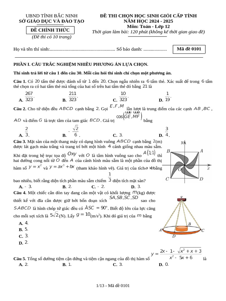 De Chon Hoc Sinh Gioi Tinh Toan 12 Nam 2024 2025 So GDDT Bac Ninh | PDF