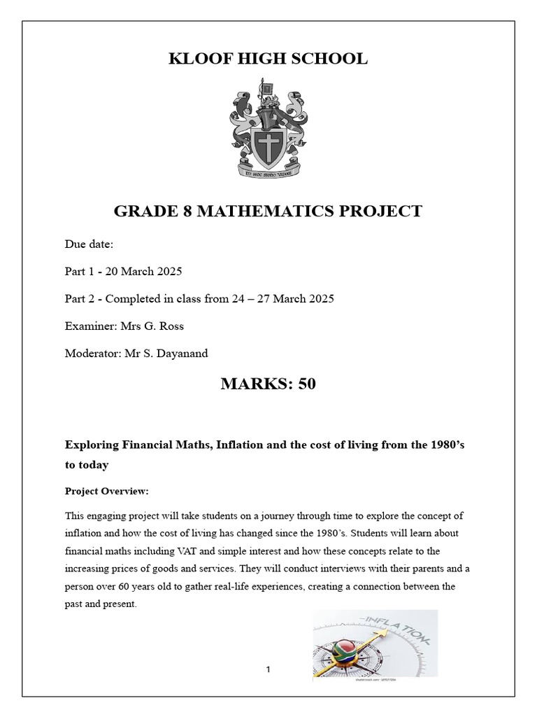 GRADE 8 MATHS PROJECT Part 1 To Printf | PDF | Cost Of Living