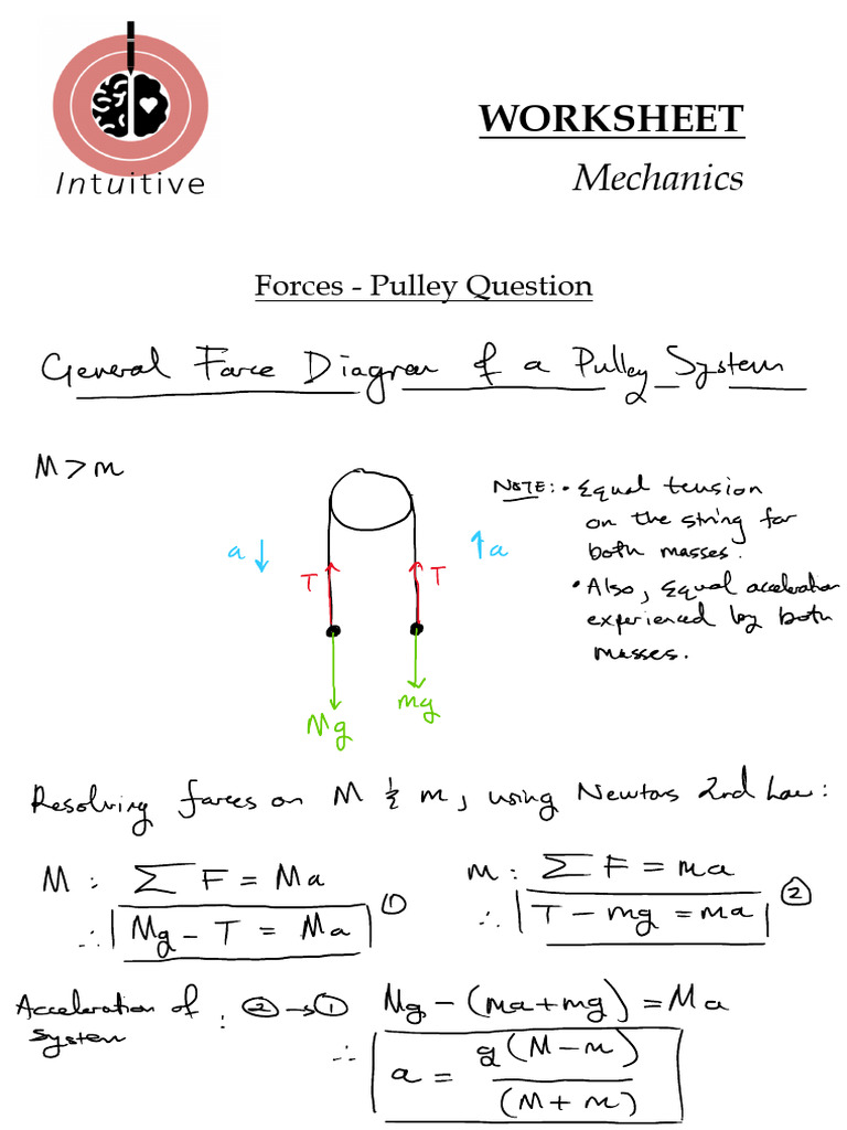 Forces - Pulley Question WORKSHEET | PDF