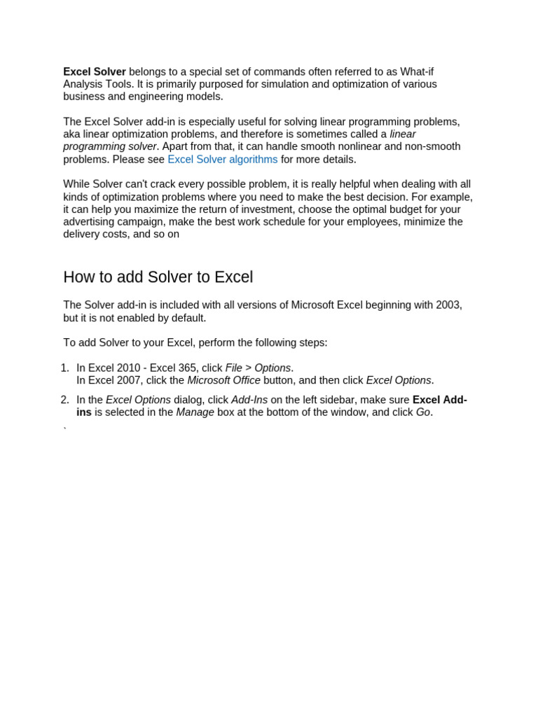 Excel Solver | PDF