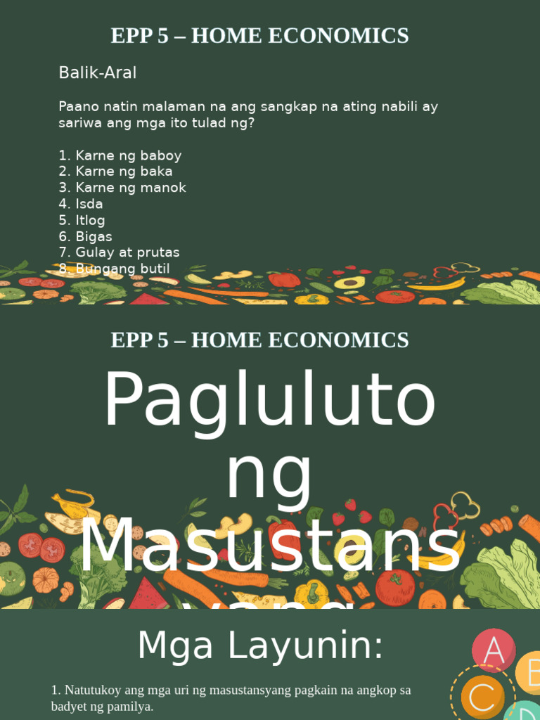 Pagluluto NG Masustansyang Pagkain DEMO 2ND | PDF