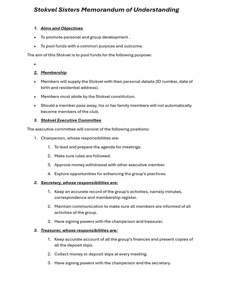 Stokvel Constitution and Guidelines | PDF | Government