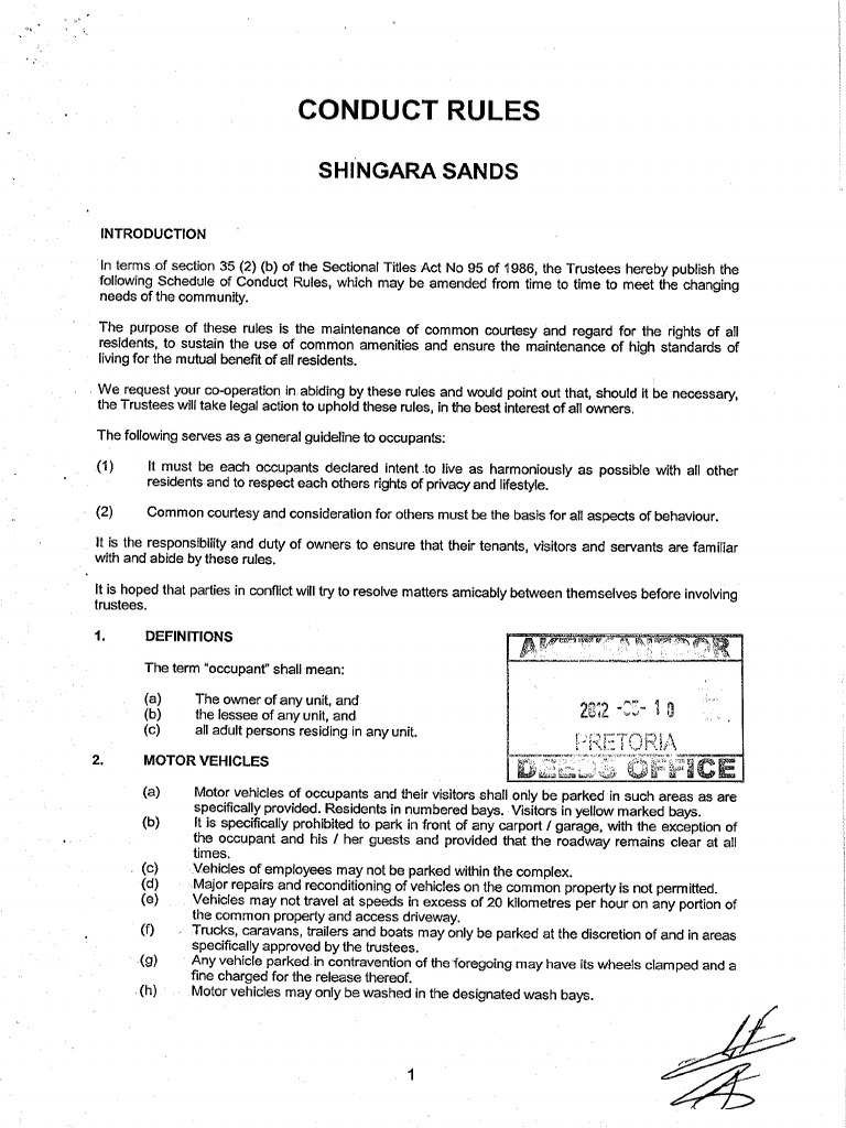 Conduct Rules Shingara Sands | PDF