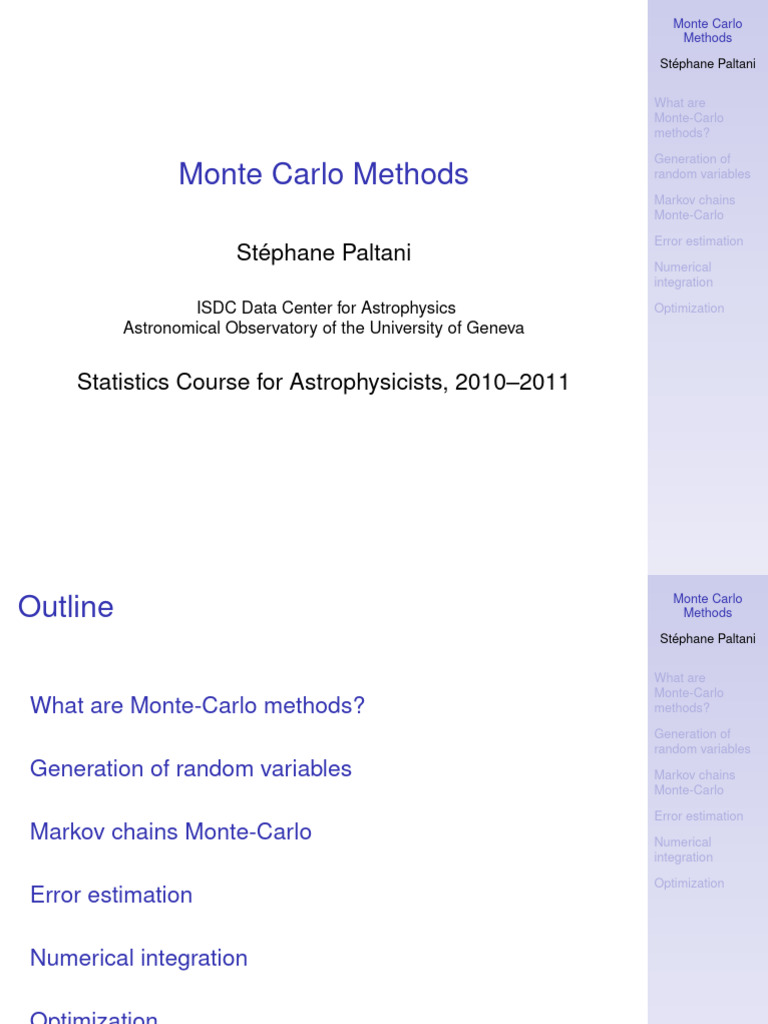 3_Paltani_MonteCarlo | PDF | Monte Carlo Method | Numerical Analysis