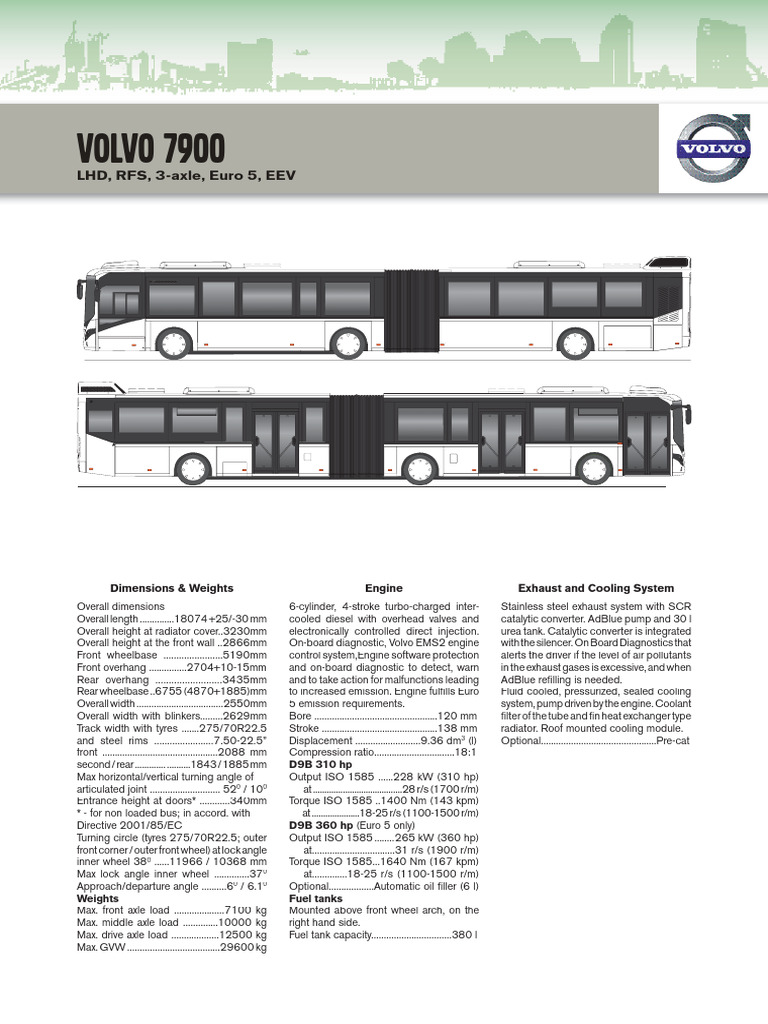 Data Sheet Volvo 7900 Diesel Articulated - Volvo Buses | PDF ...