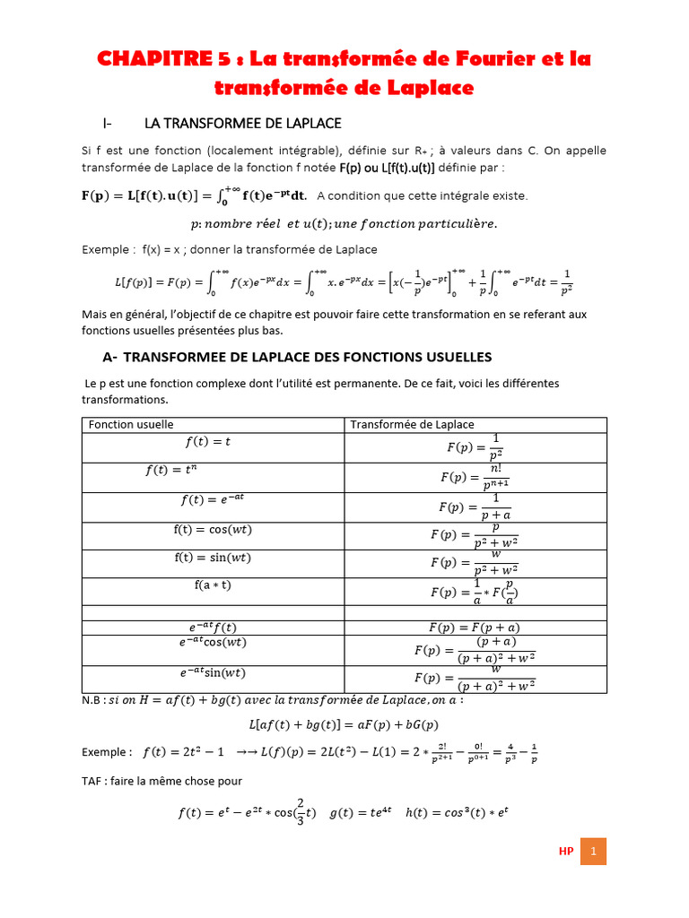 Transformée de Laplace Usuelle | PDF | Transformation de Laplace | Intégral