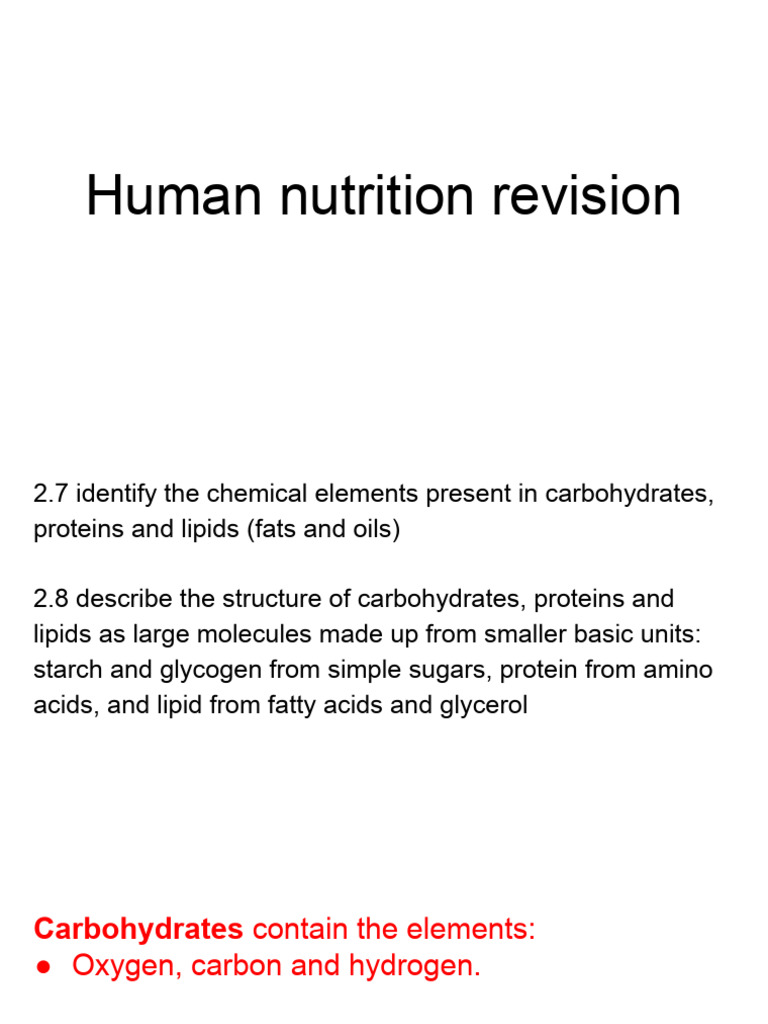 Human Nutrition Revision | PDF | Digestion | Small Intestine