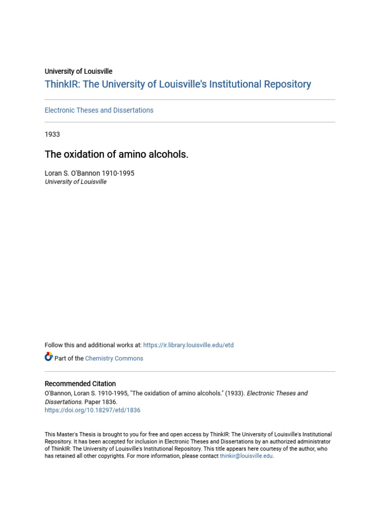 The Oxidation of Amino Alcohols and Corresponding Aldehydes Via ...