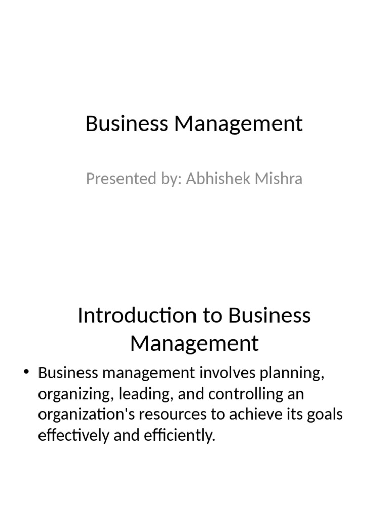 Business Management Presentation | PDF