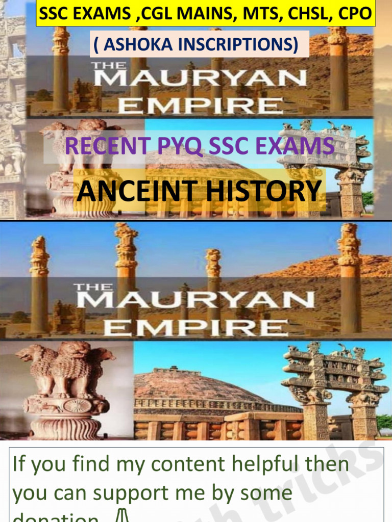 Ancient History Mauryan Period Ashoka Inscriptions | PDF