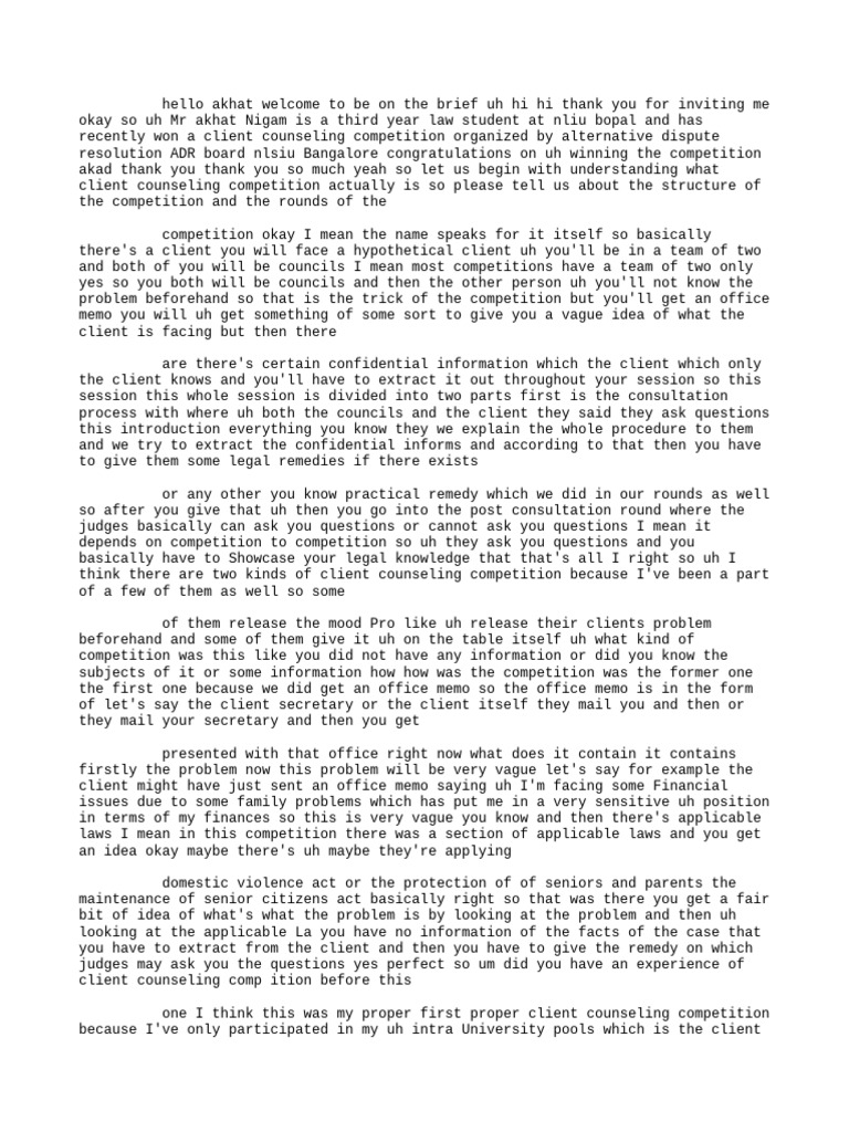 Client Counseling Competition Insights | PDF | Alternative Dispute ...