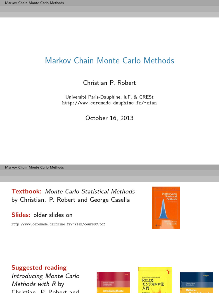 Cours MC | PDF | Bayesian Inference | Monte Carlo Method