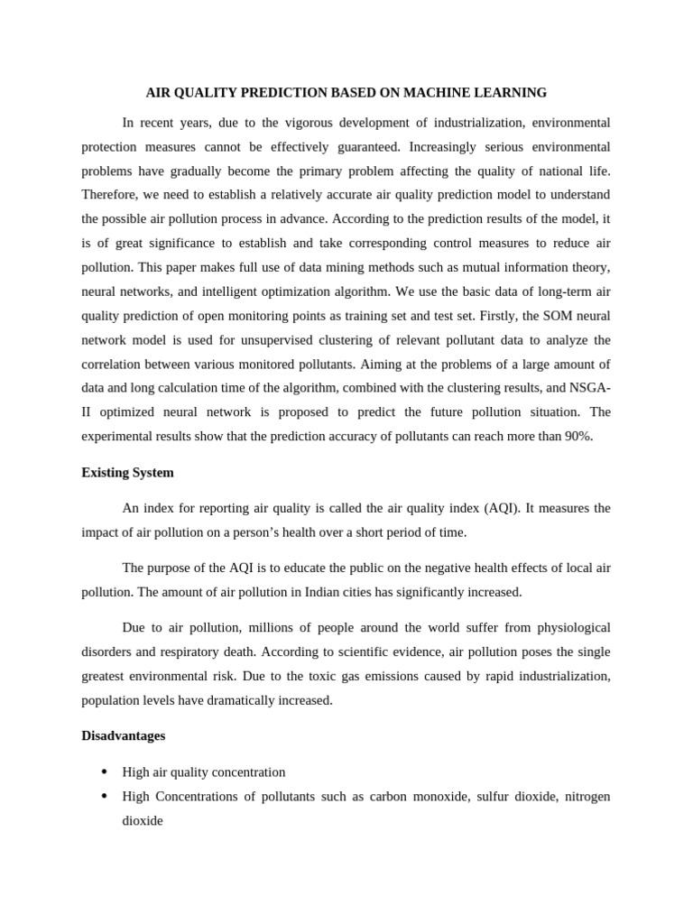 Air Quality Prediction Based On Machine Learning | PDF | Air Pollution | Machine Learning