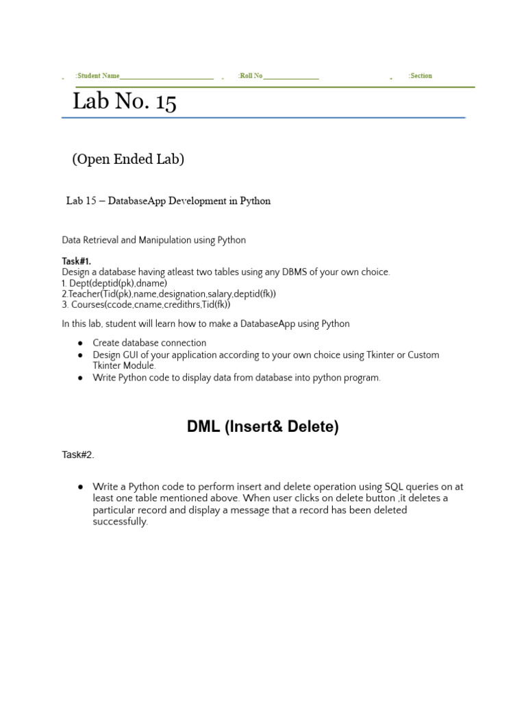Python Database App Development Lab | PDF