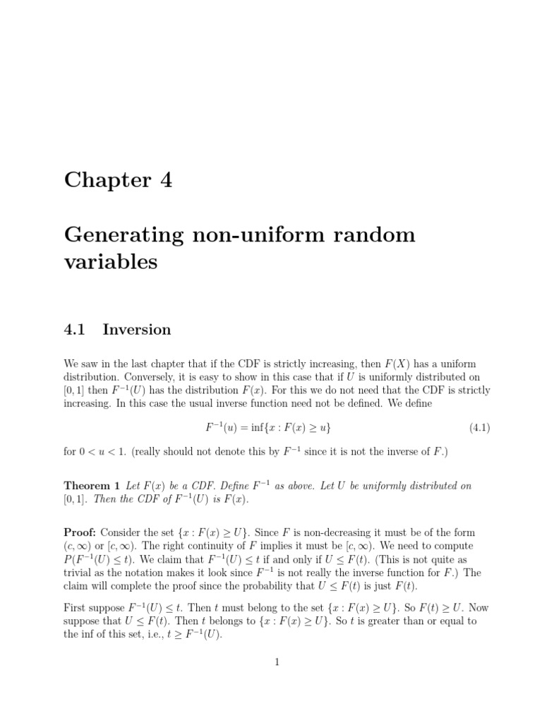 Generating Non-Uniform Random Variables | PDF | Probability Density ...