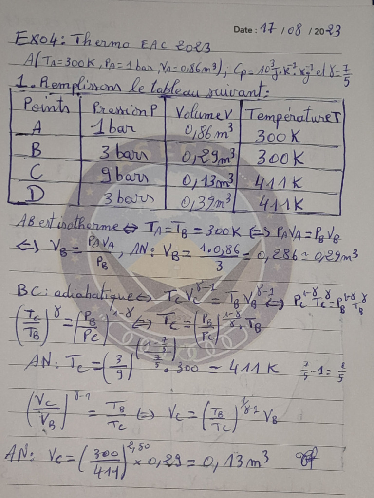 Exo4 Thermo Eac 17 Août 2023 | PDF