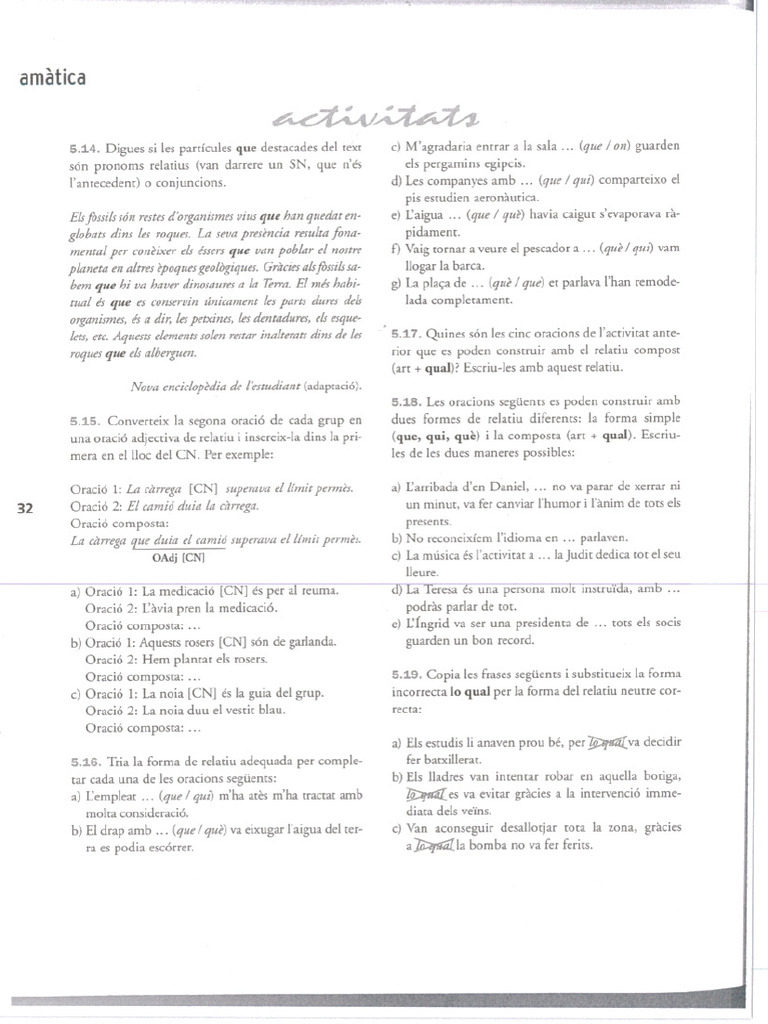 Ejercicios Catalán 3er Trimestre | PDF