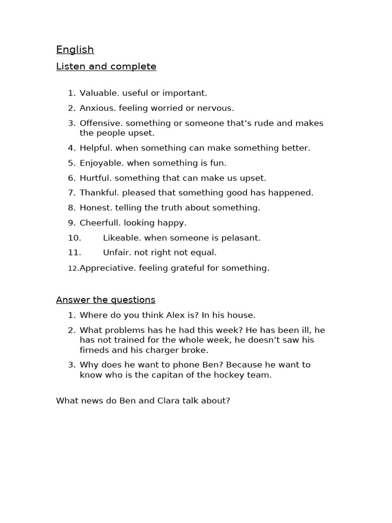 English Lesson 1 | PDF