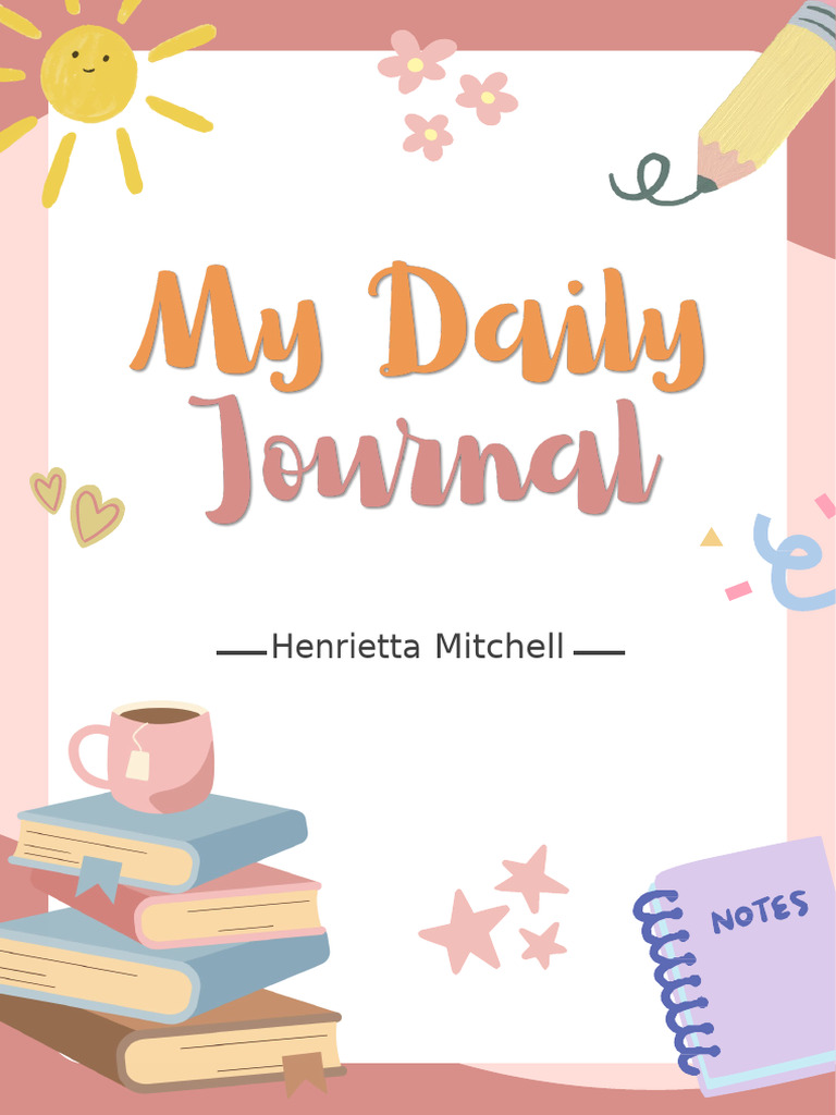 Pink Illustrative Daily Journal Cover Document A4 | PDF