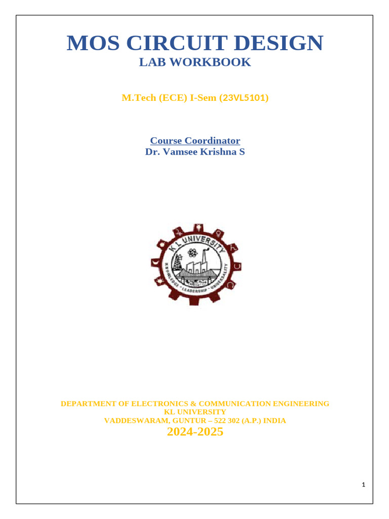 MOS Circuit Design Lab Workbook | PDF | Logic Gate | Boolean Algebra