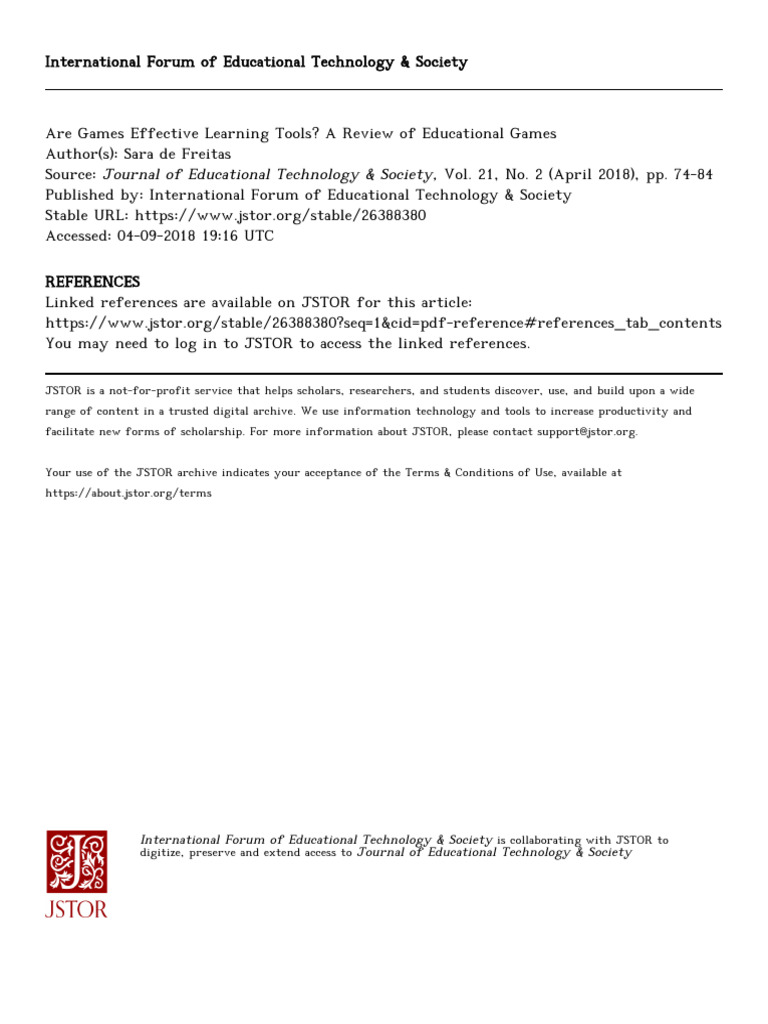 Are Games Effective Learning Tools - A Review of Educational Games ...