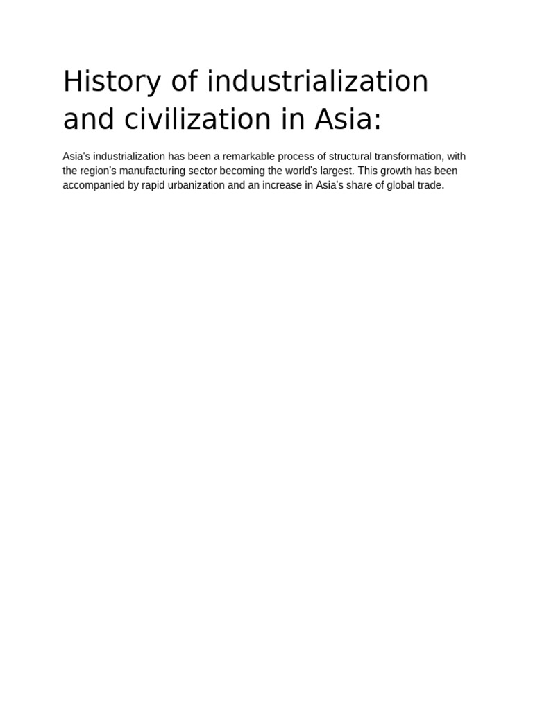 Industrialization and Civilization in Asia | PDF | Asia | Economic Growth