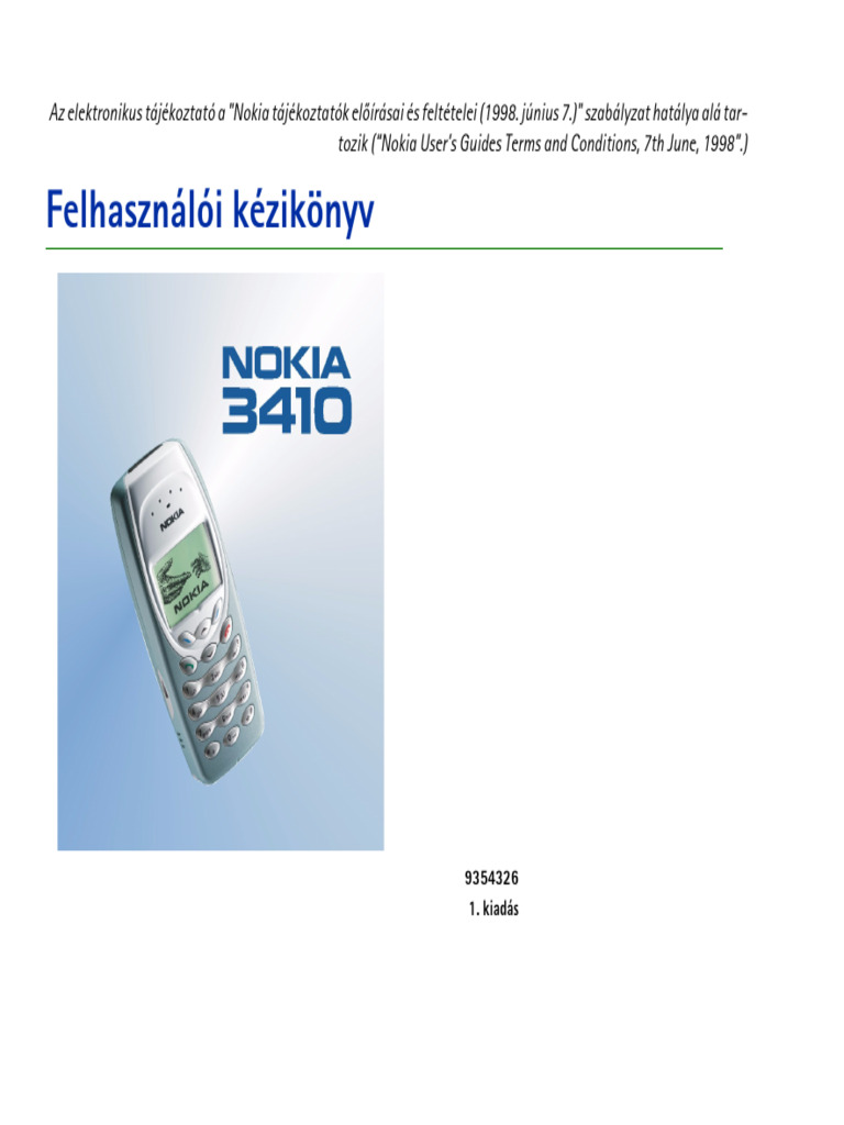 Nokia 3410 Hungary | PDF
