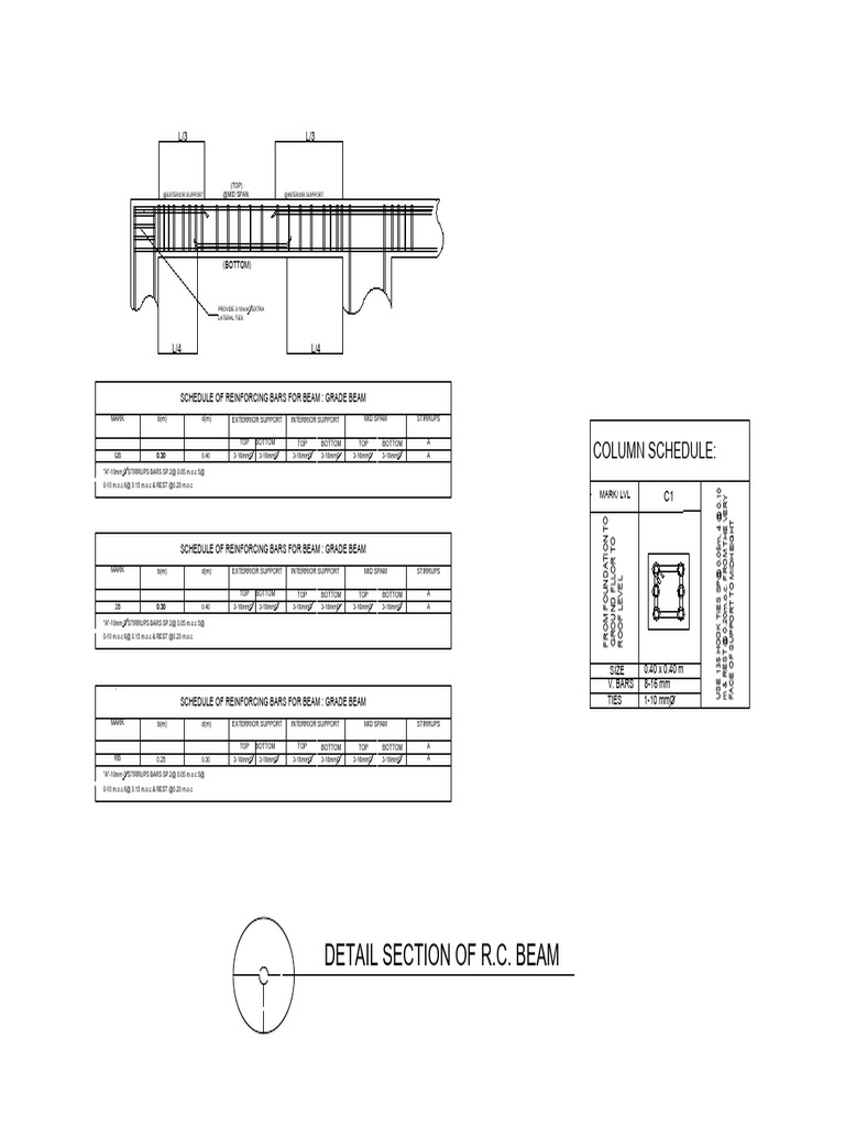 Detail Section of RC Beam | PDF | Structural Engineering | Building ...