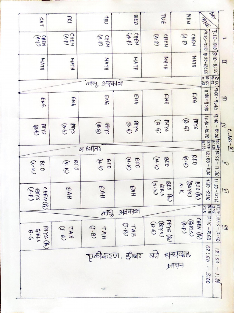 Class Xi-Xii Routine | PDF
