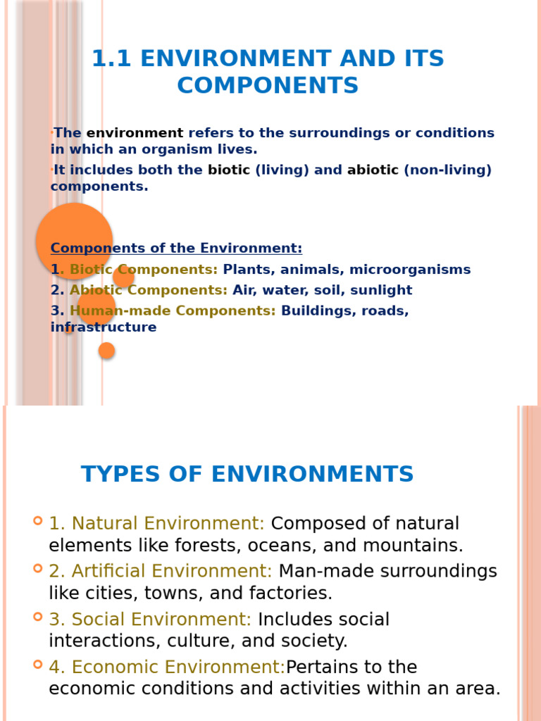 1.1 Environment and Its Components, 1.2 Environmental Issues | PDF ...