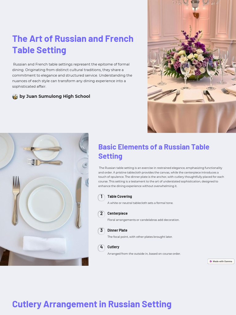 The Art of Russian and French Table Setting | PDF | Tableware | Cuisine