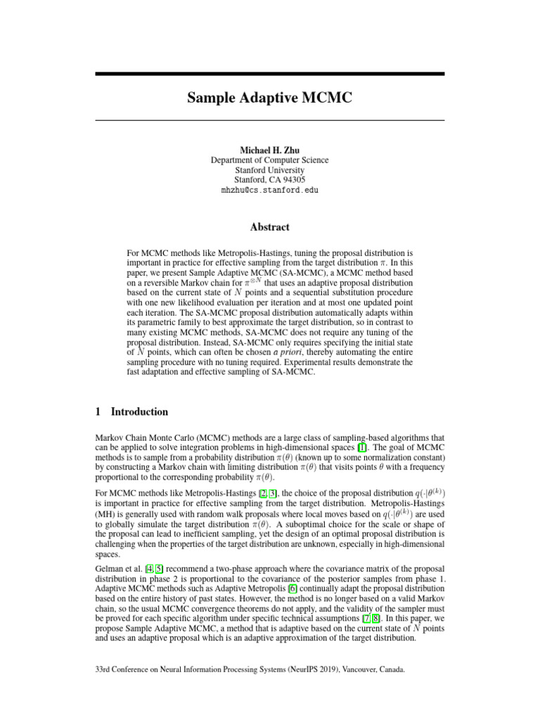 Sample Adaptive MCMC Method Explained | PDF | Monte Carlo Method ...