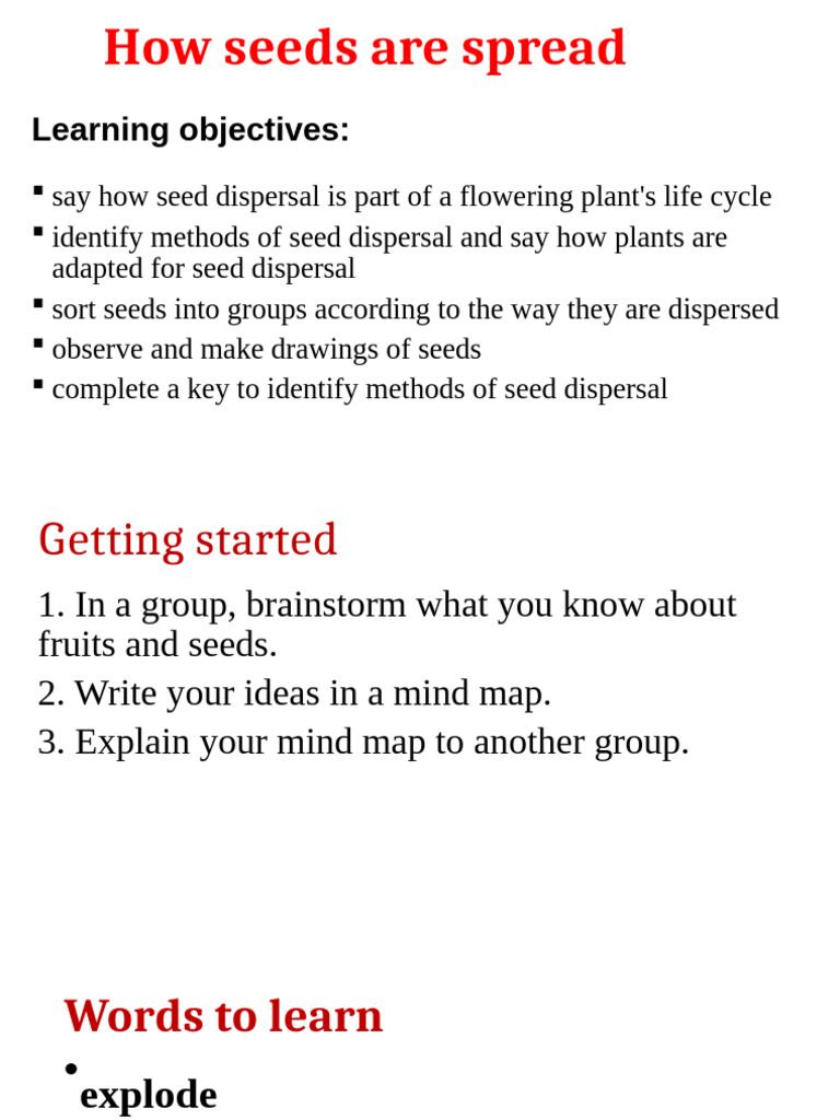 How Seeds Are Spread | PDF | Seed | Fruit