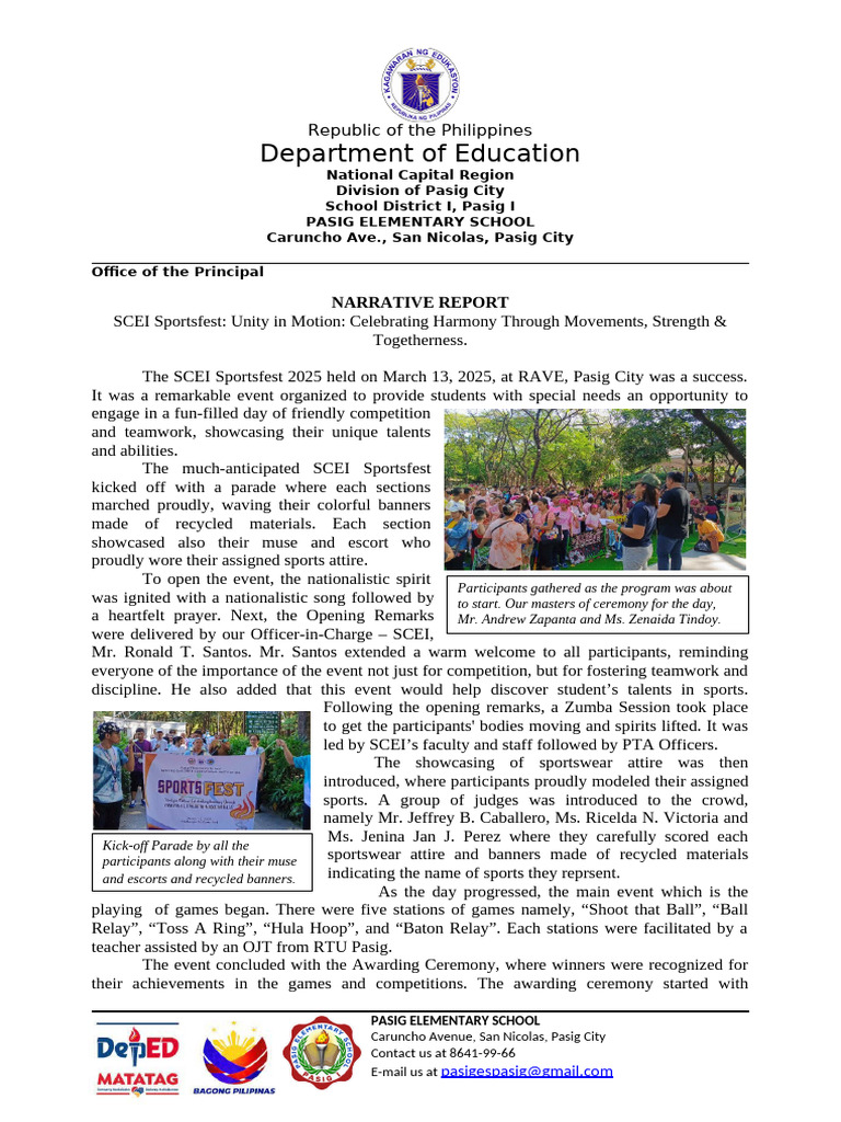 SCEI Sportsfest Narrative Report | PDF