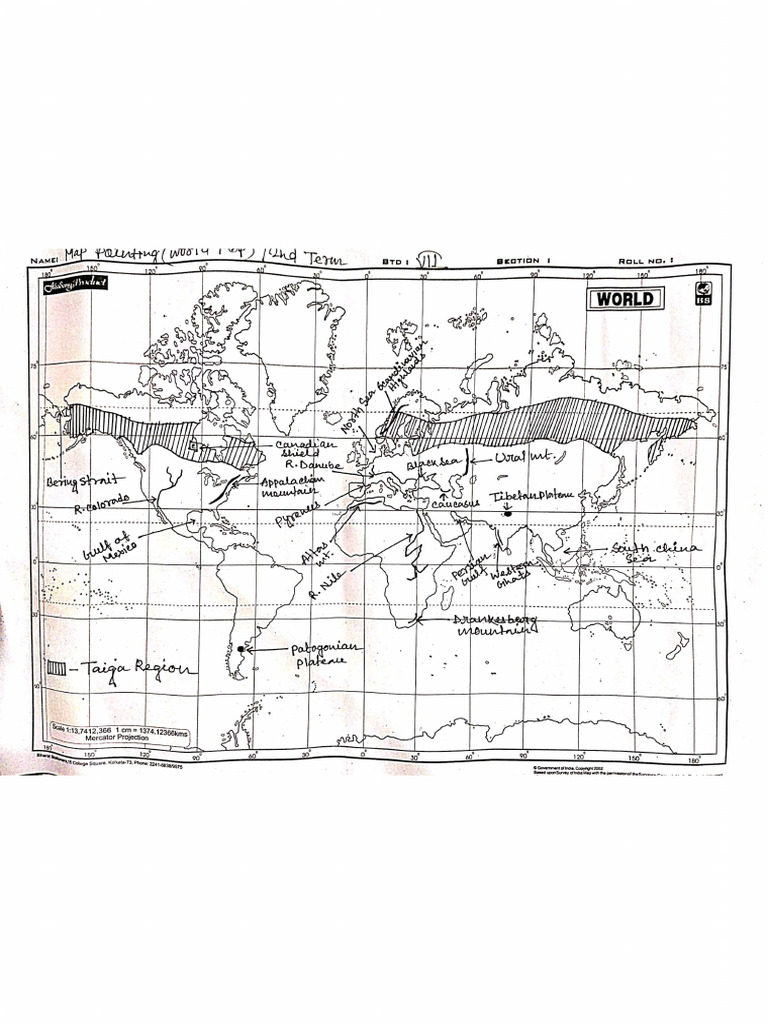 Class 7 2nd Term Map Pointing | PDF