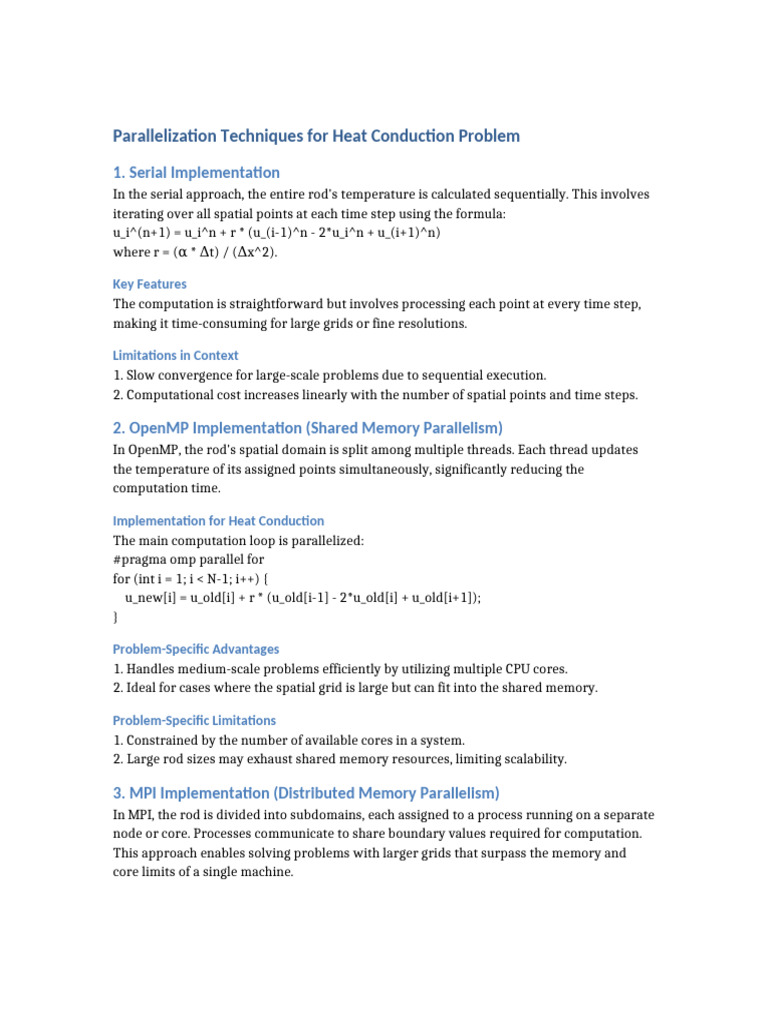 Heat Conduction Parallelization Report | PDF | Parallel Computing ...