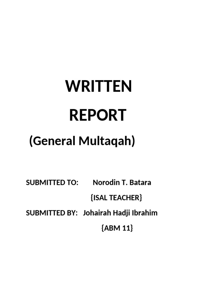 Written Report | PDF