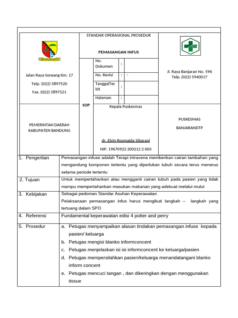 Pemasangan Infus Rev 20 | PDF