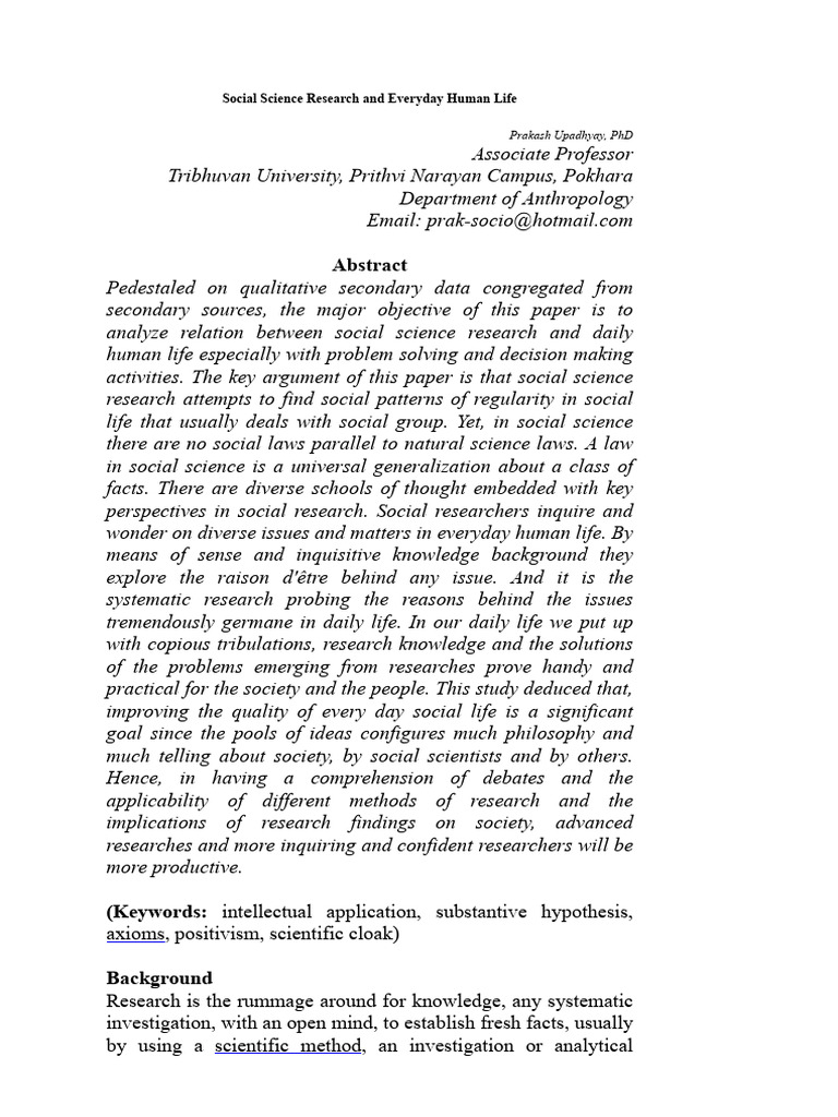 SocialScienceResearchandEverydayHumanLife DR - Prakash | PDF ...