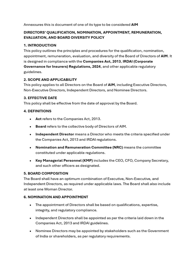 Policy AIM | PDF | Evaluation | Regulatory Compliance