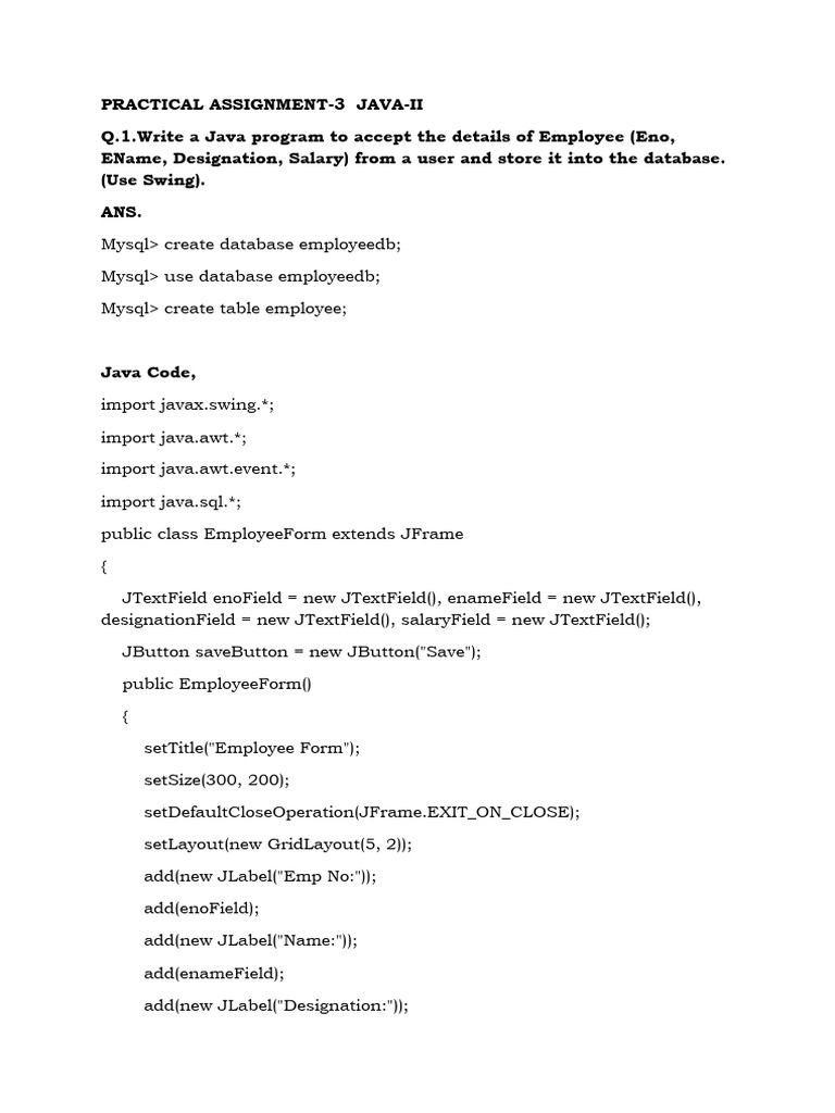 Practical Assignment 3 Java-Ii | PDF | Databases | Information Technology Management