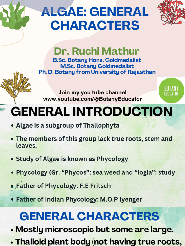 Algae: General Charactes (Notes) | PDF | Sexual Reproduction | Algae